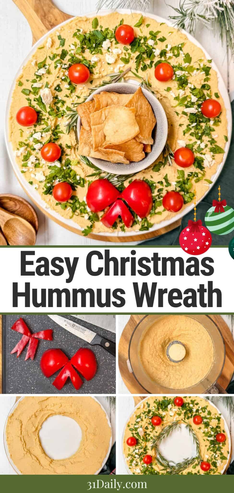 Christmas Hummus Wreath Appetizer - 31 Daily