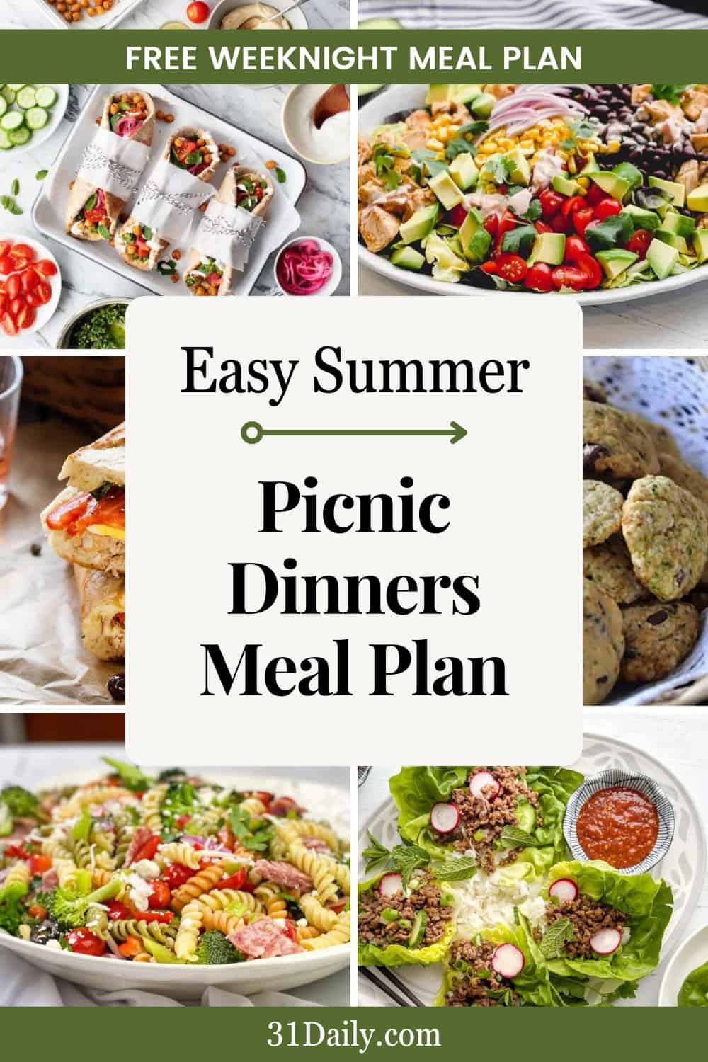 Summer Picnic Dinners Meal Plan (July 28) - 31 Daily