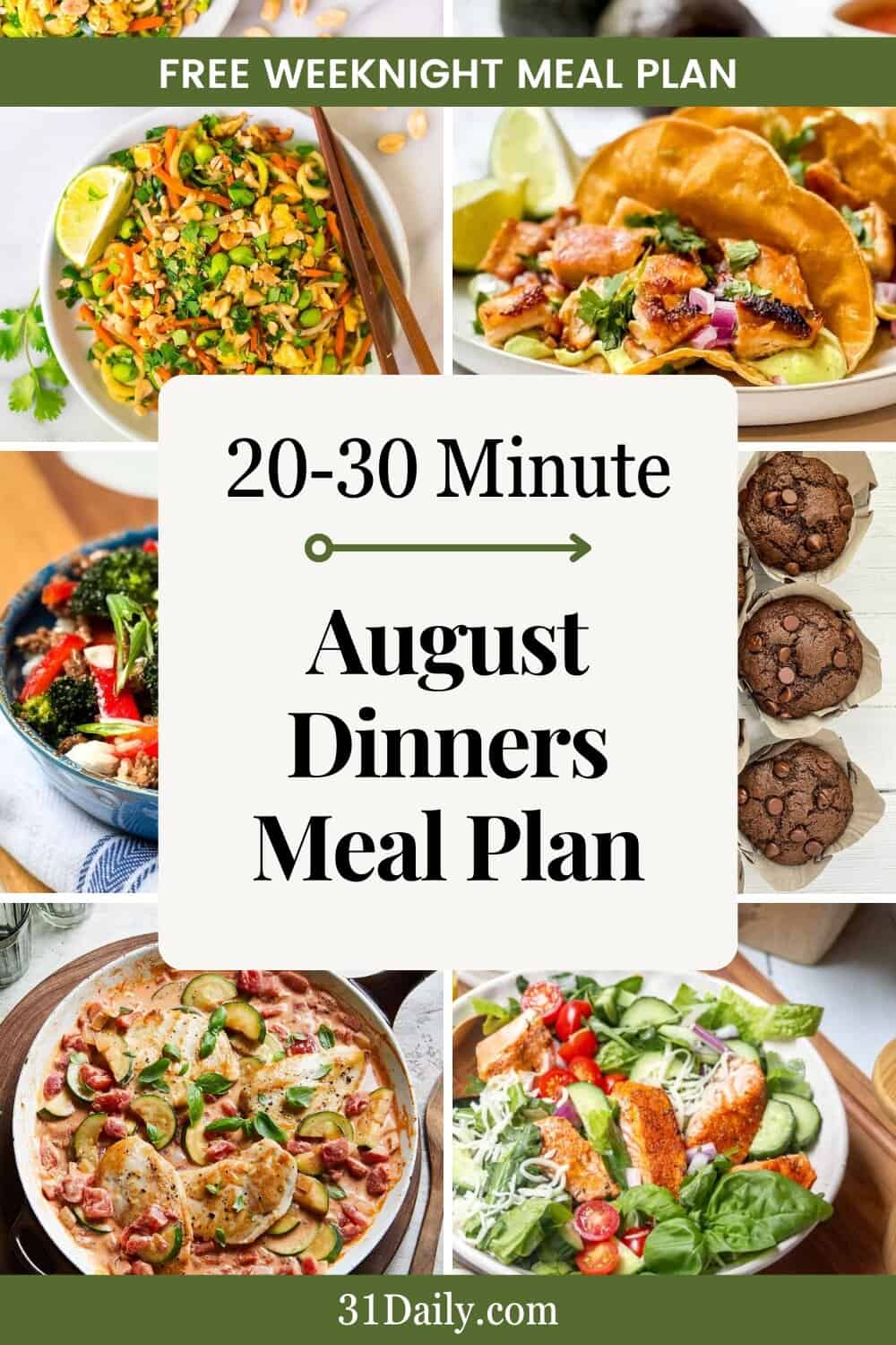 August 30 Minute or Less Dinners Meal Plan (Aug 18) - 31 Daily
