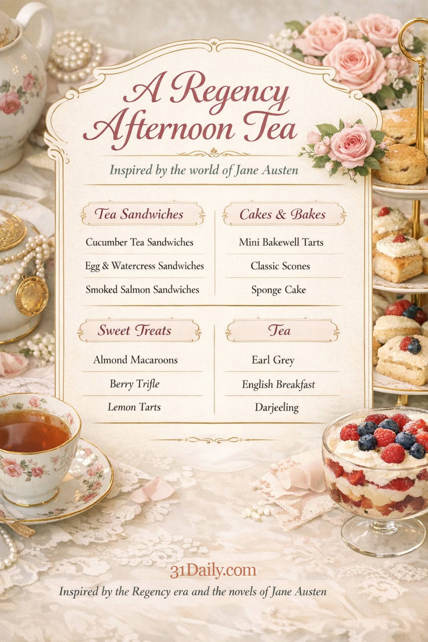 How to Host a Regency Afternoon Tea | Recipes & Tea Menu - 31 Daily